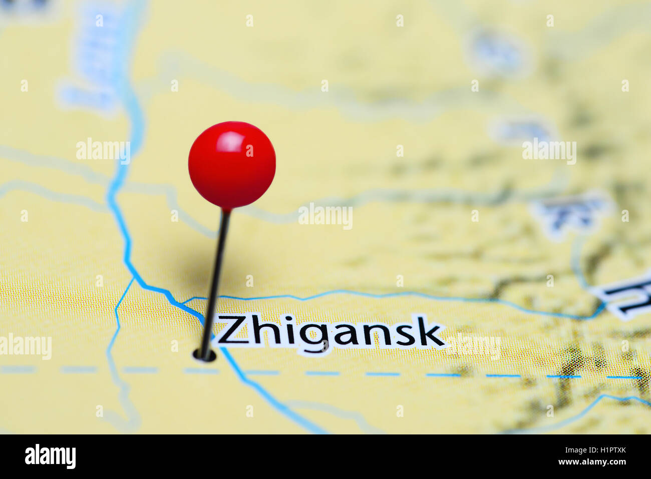 Zhigansk pinned on a map of Russia Stock Photo - Alamy