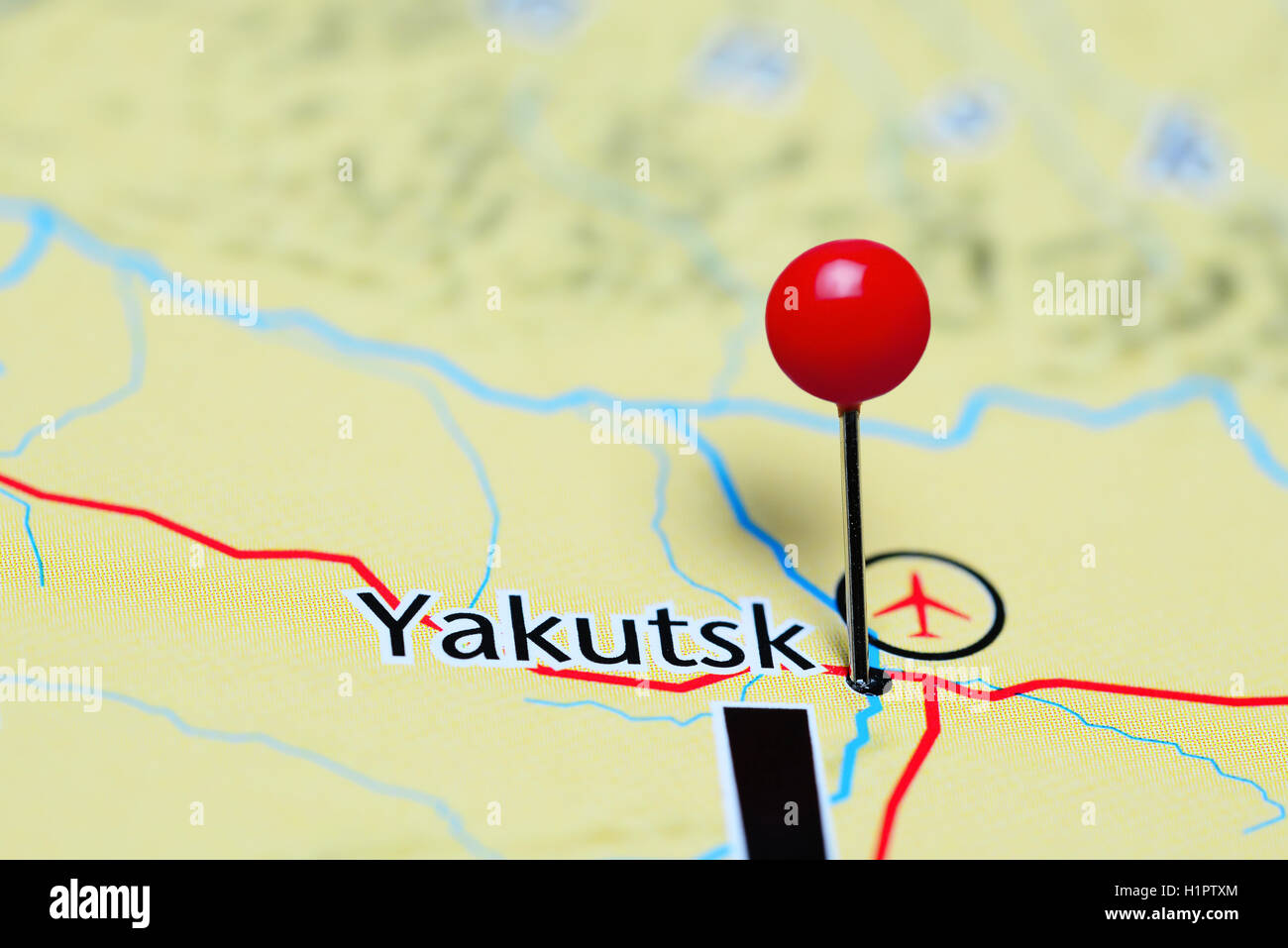 Yakutsk pinned on a map of Russia Stock Photo - Alamy