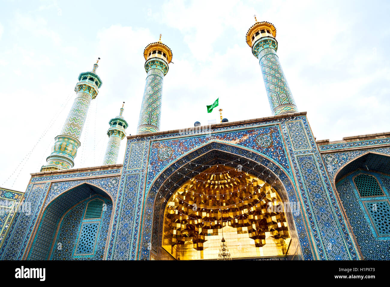 blur in iran and old antique mosque minaret religion persian ...