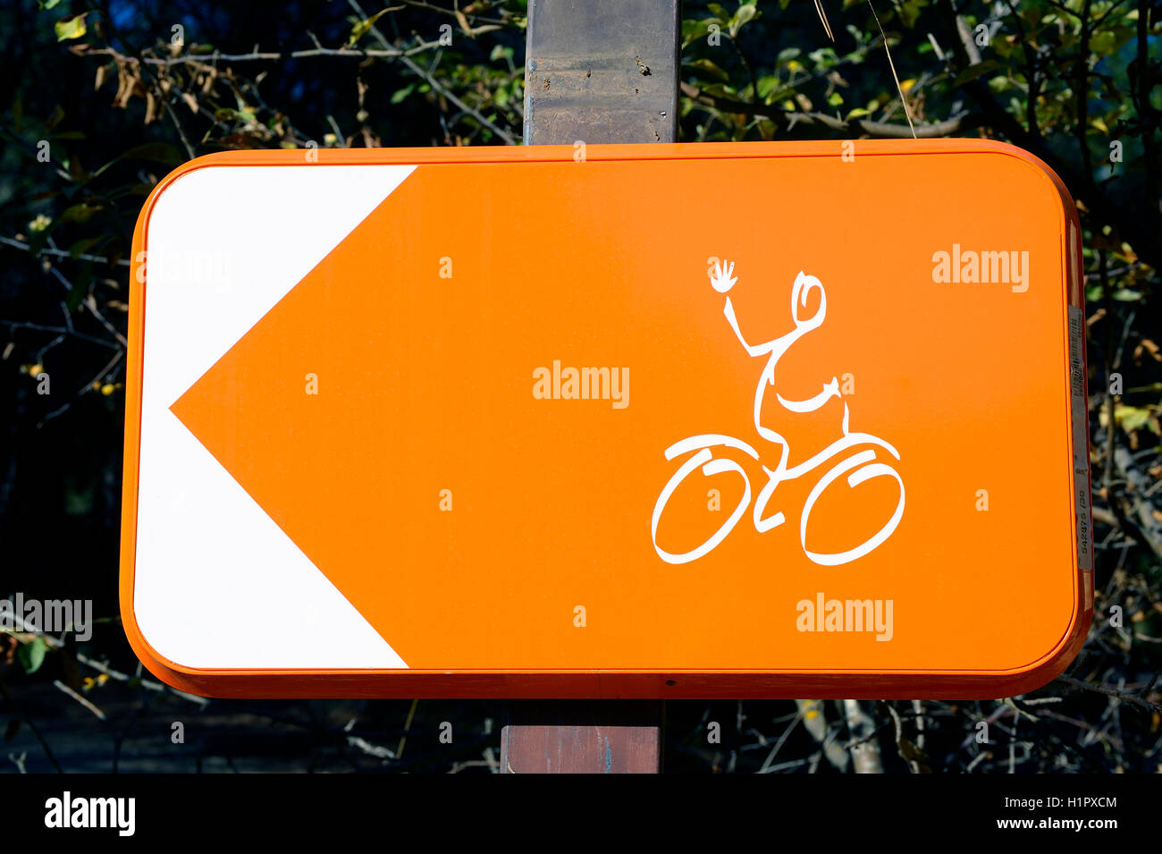 Sign for cyclists to turn around and do not enter the park for safety ...