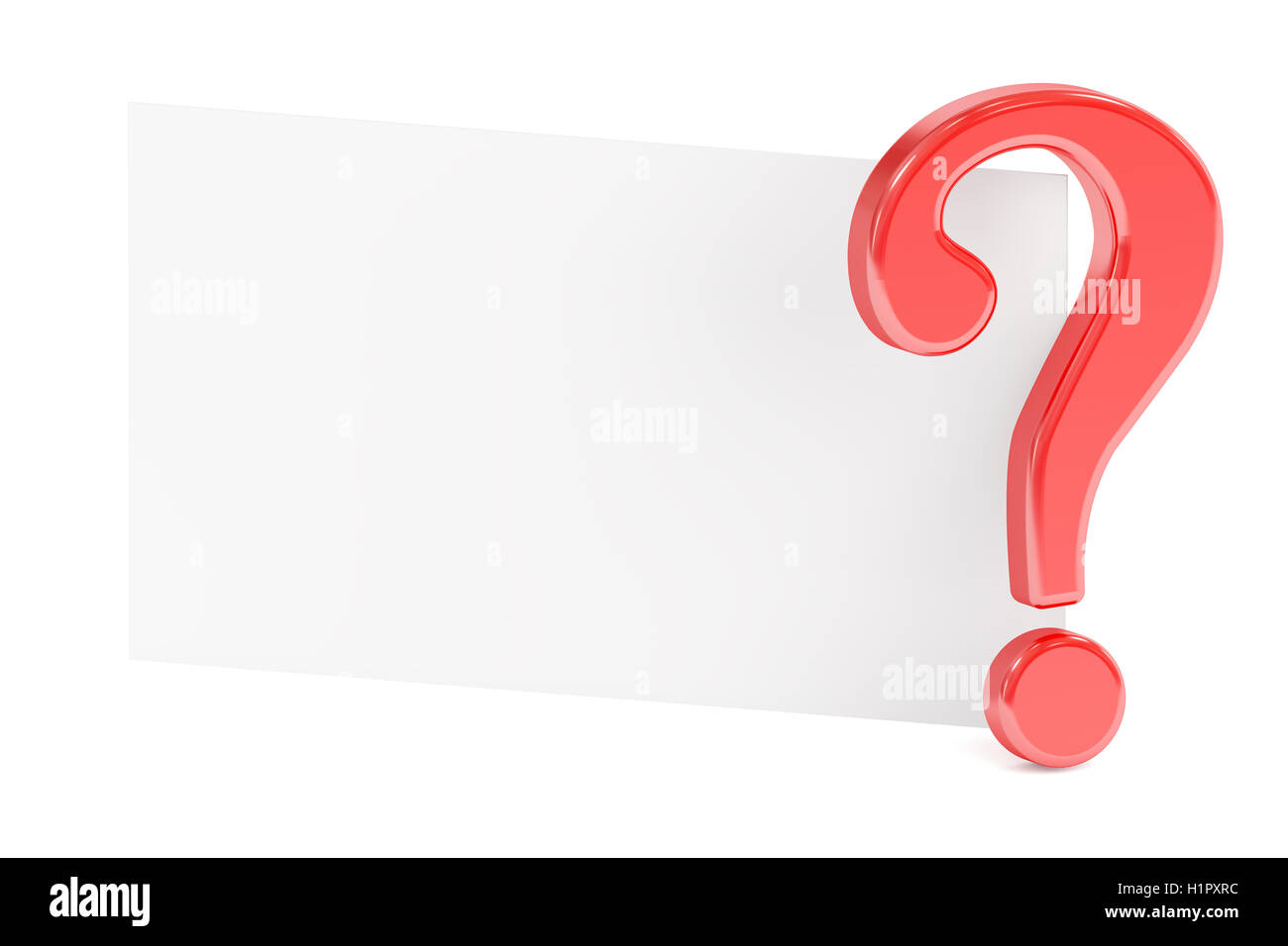 question mark with blank card, 3D rendering isolated on white ...