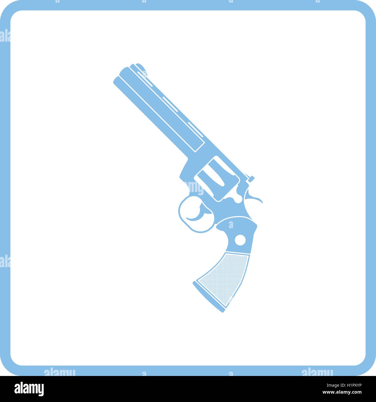 Revolver gun icon. Blue frame design. Vector illustration Stock Vector ...