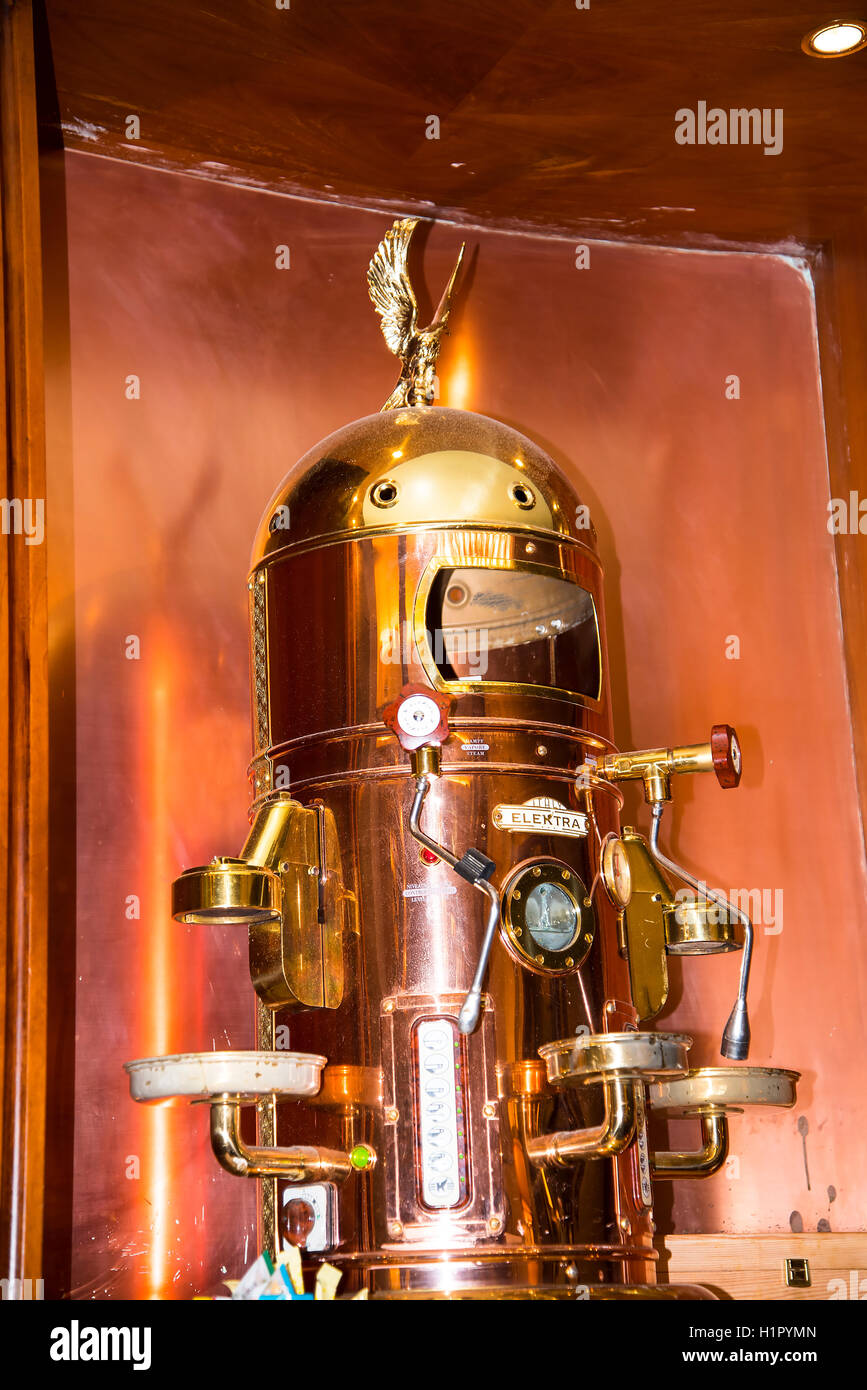 A Copper Coffee Making Machine in Genoa Italy which is a masterpiece of ...