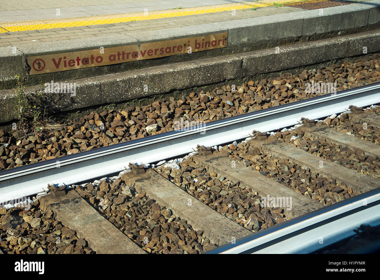 White train tracks at Santa Margherita Ligure is a commune in the ...