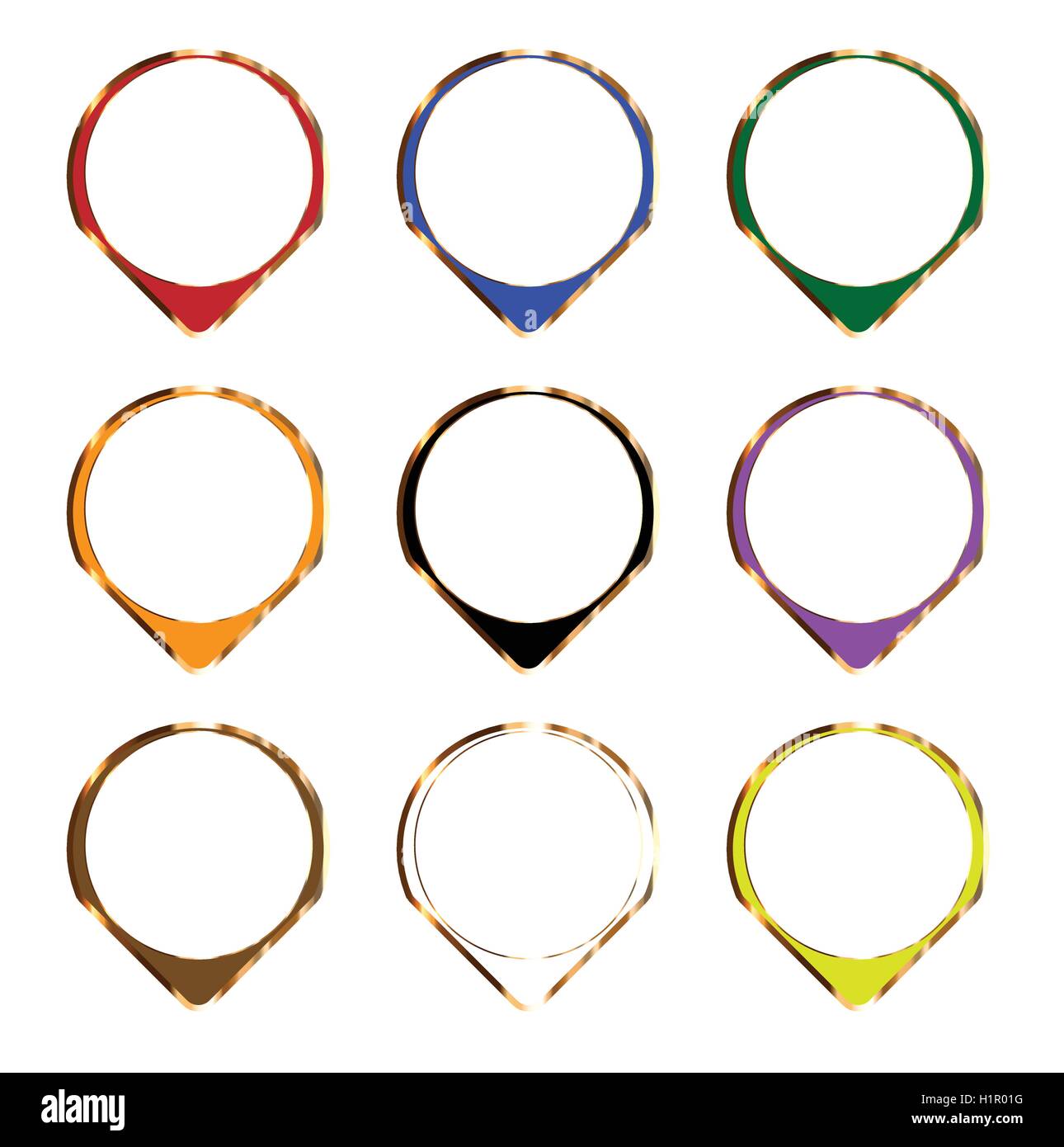 A collection of 9 round pointer icons over a white background Stock ...