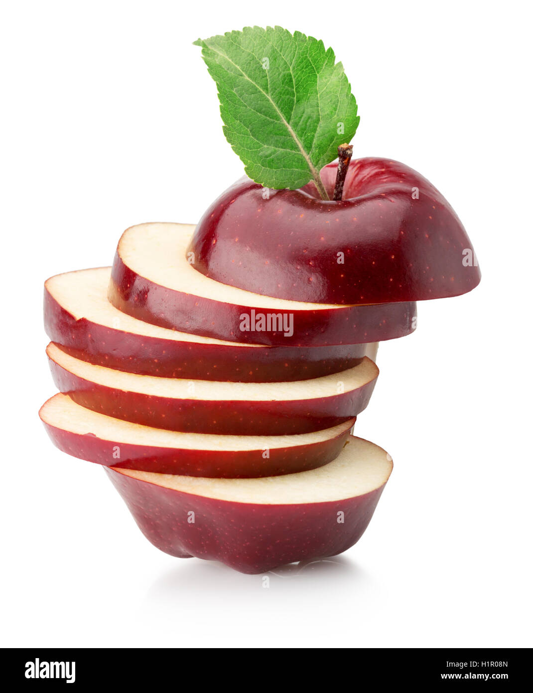 cut red apples isolated on the white background Stock Photo - Alamy