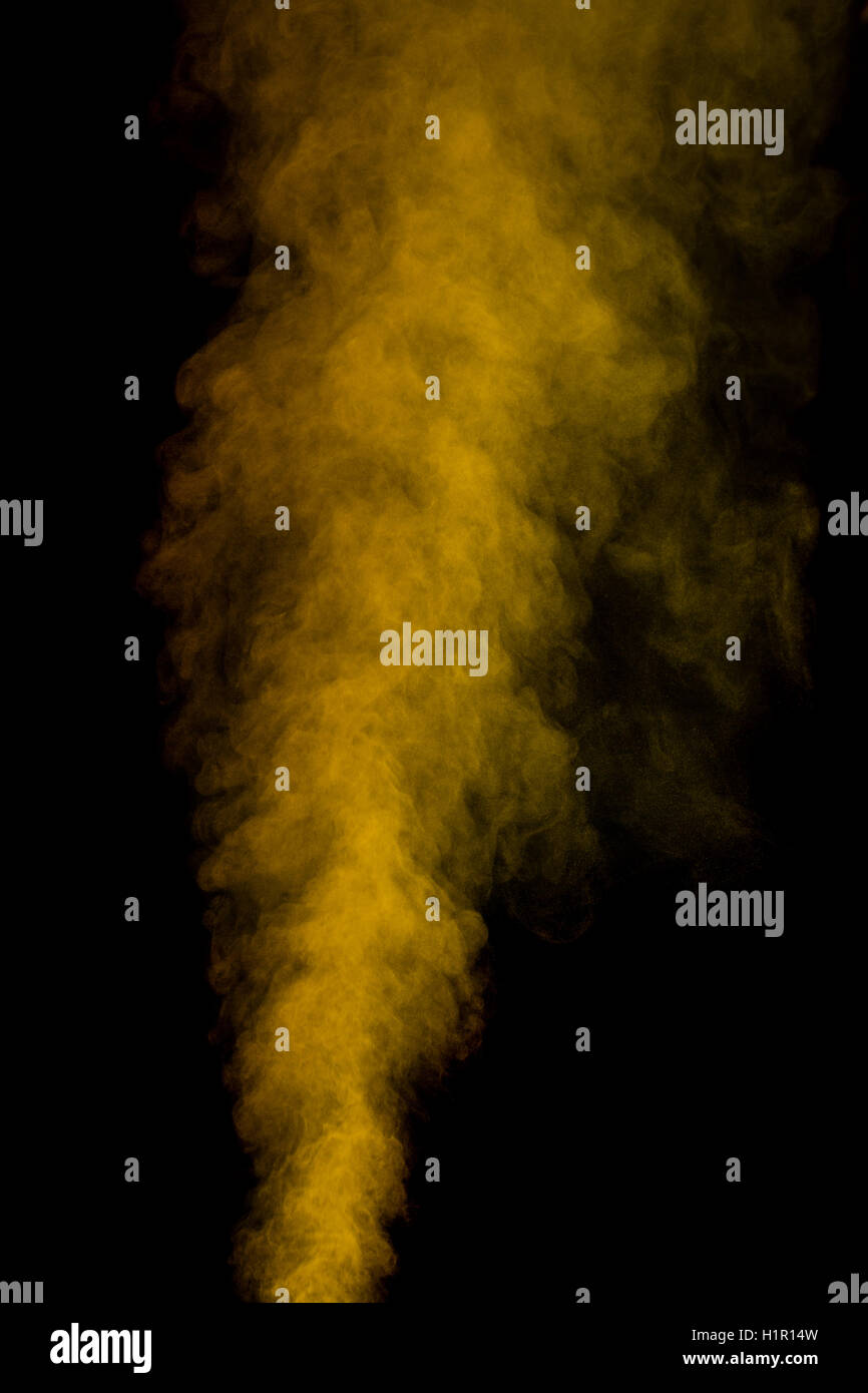 Abstract yellow water vapor on a black background. Texture. Design ...