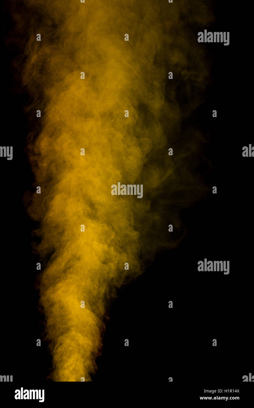 Abstract yellow water vapor on a black background. Texture. Design ...