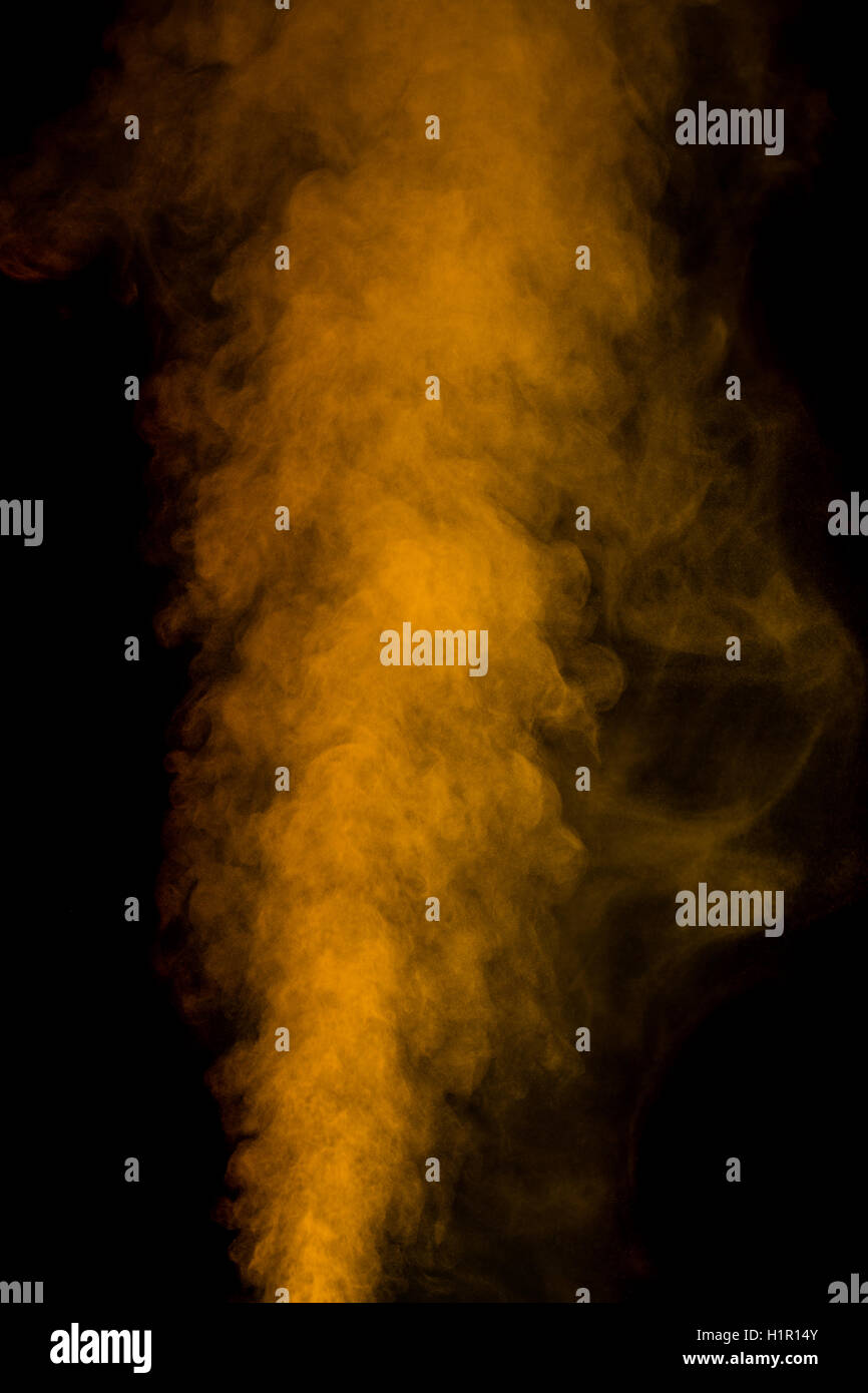 Abstract yellow water vapor on a black background. Texture. Design ...