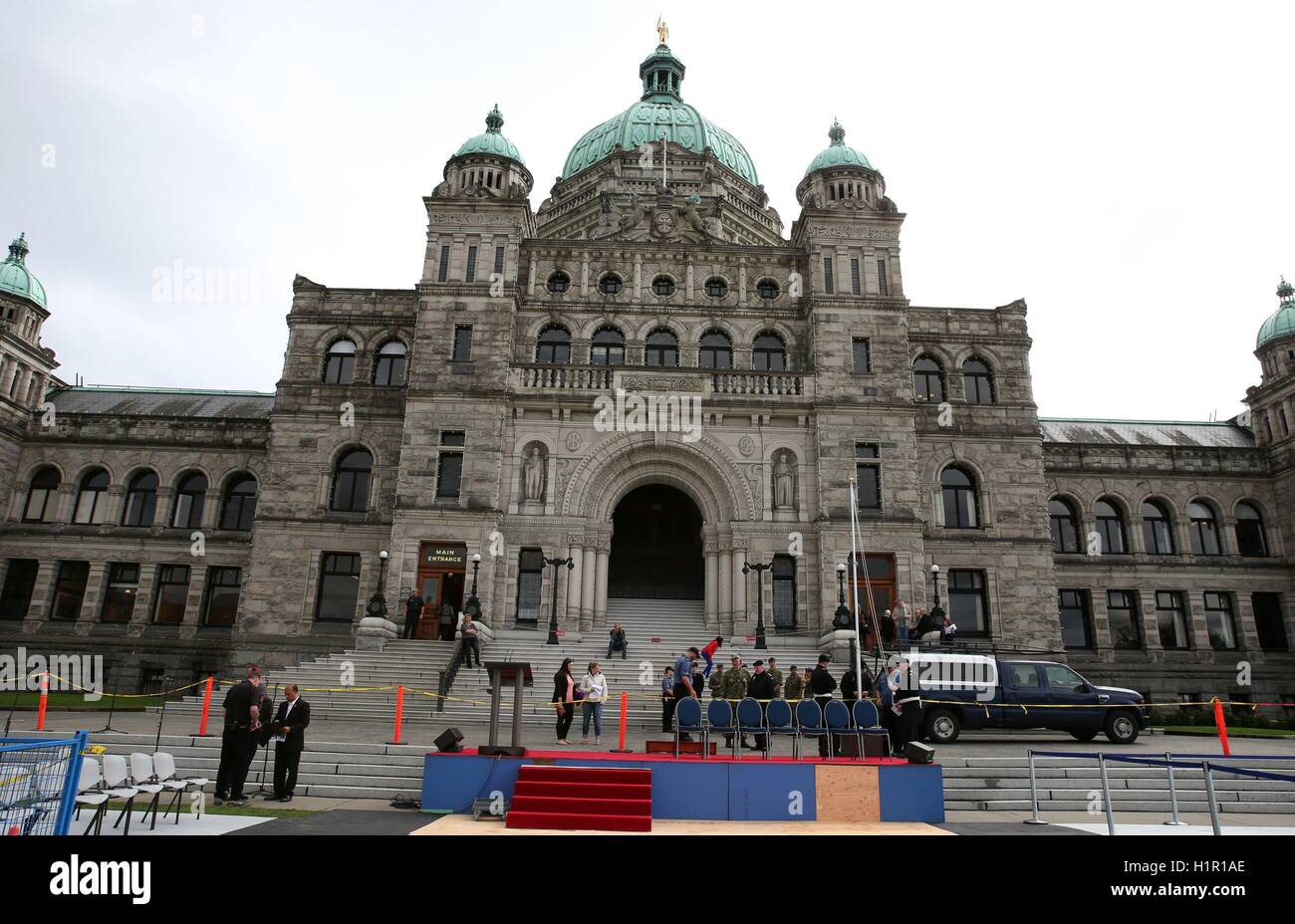 Preparations continue at the British Columbia Legislative Assembly in ...