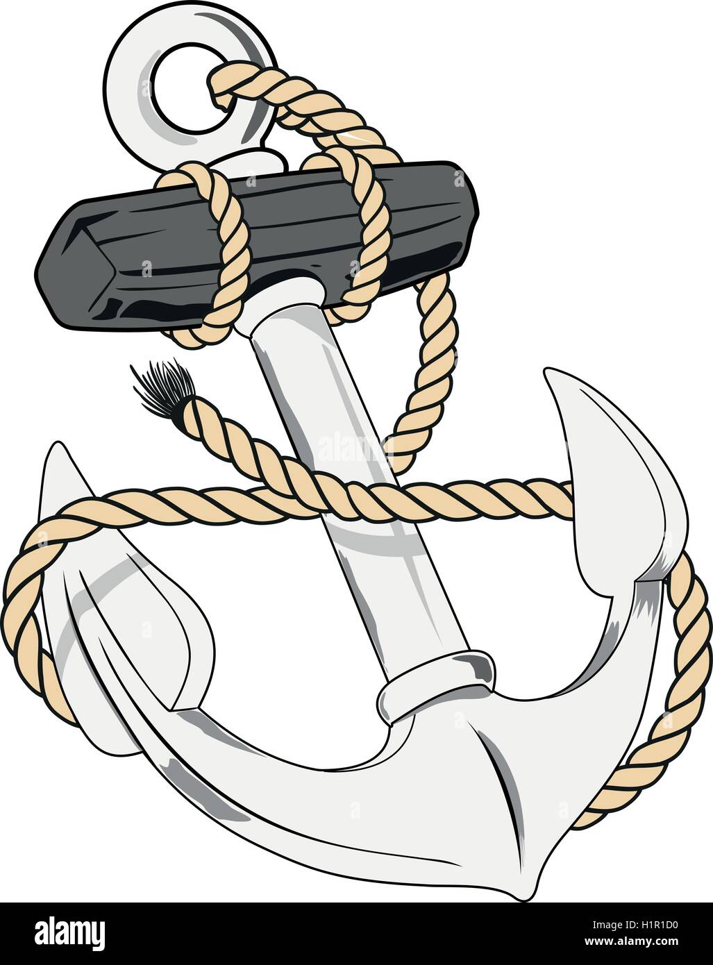 naval anchor with rope Stock Vector Image & Art - Alamy
