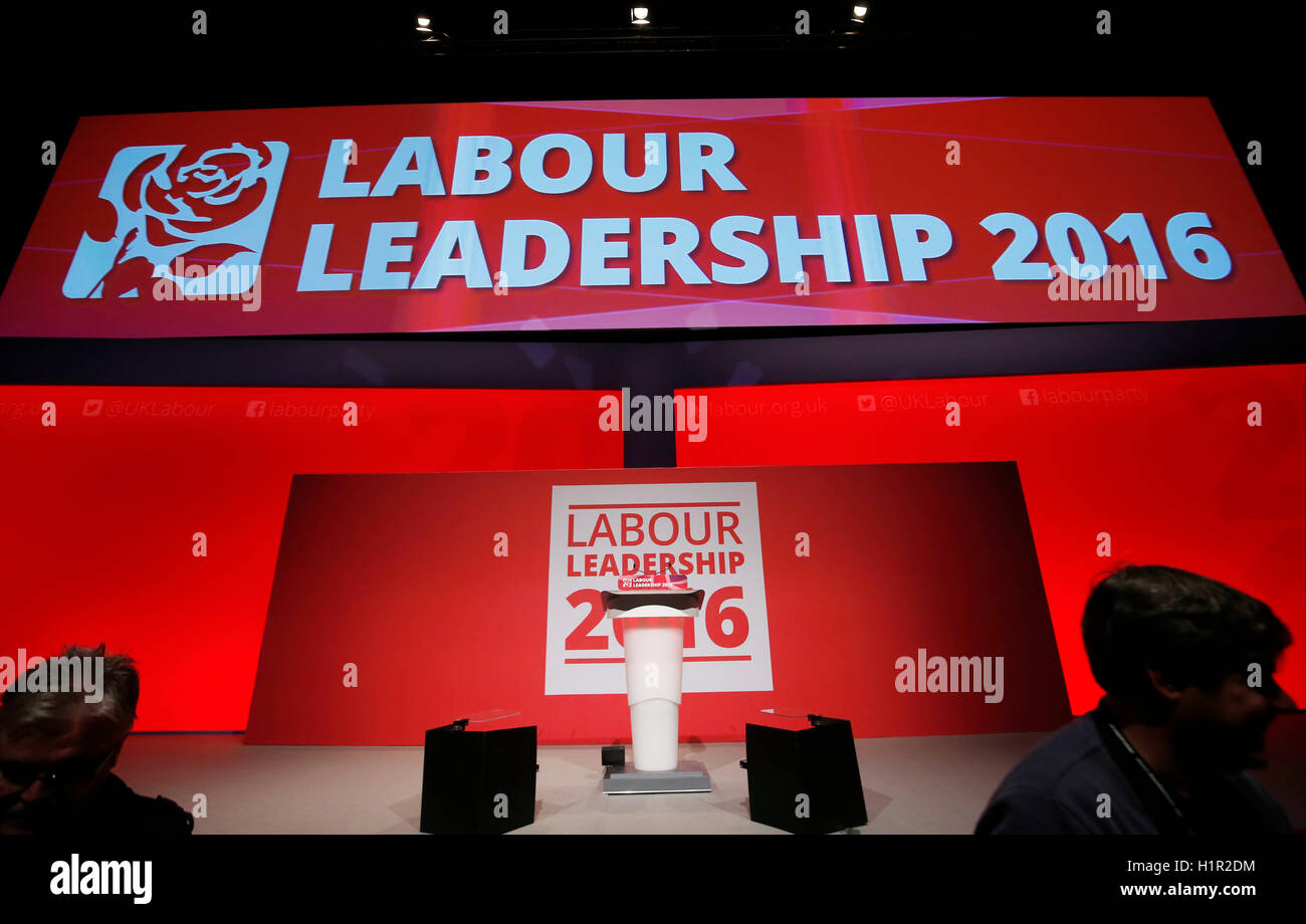 The stage is prepared for the announcement for the Labour leadership ...