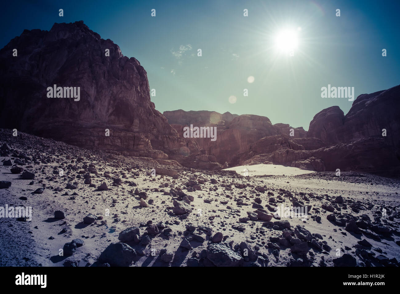 Egypt Sinai desert view Rocky hills Blue sky Stock Photo - Alamy