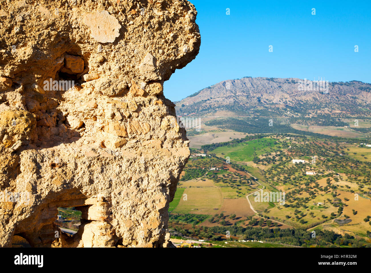 from high in the village morocco africa field and constructions Stock ...