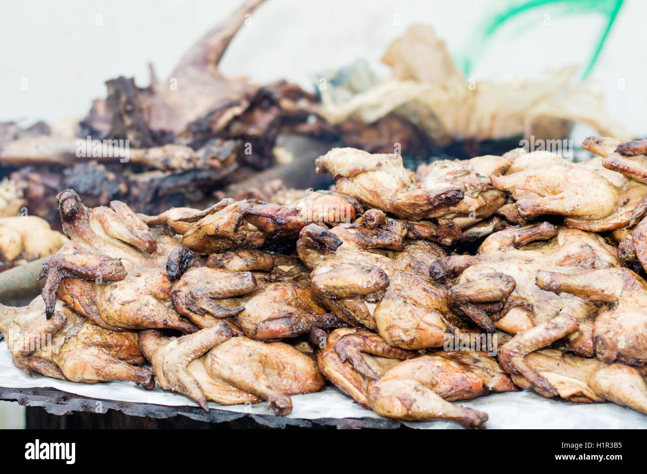 Of chickens crammed into a grid leather warm Stock Photo - Alamy