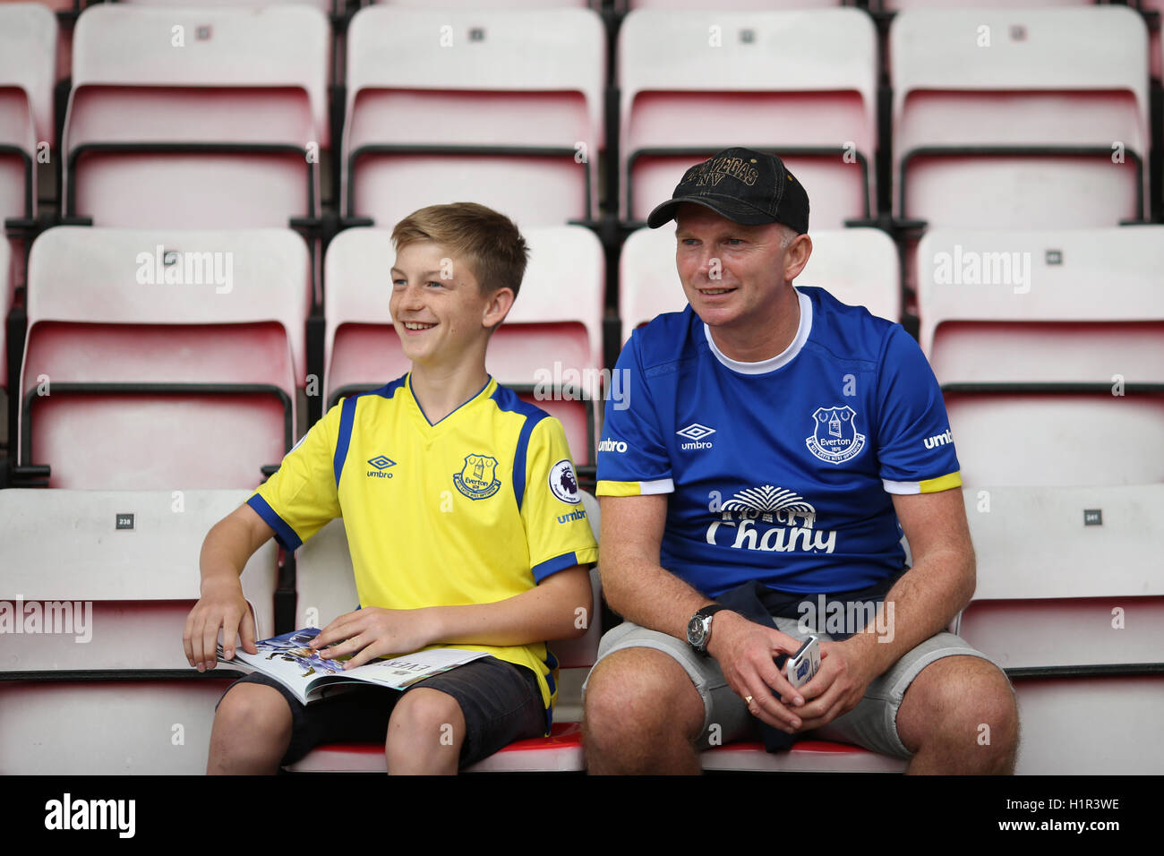 Everton supporters in the stands before the Premier League match at the ...