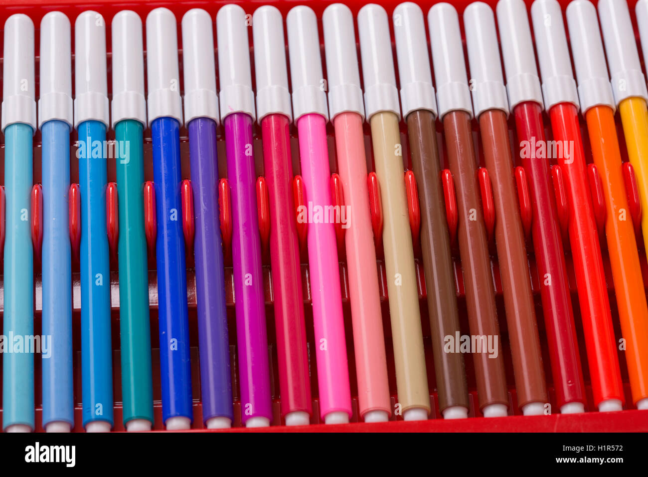 Colorful markers pens detail Stock Photo - Alamy