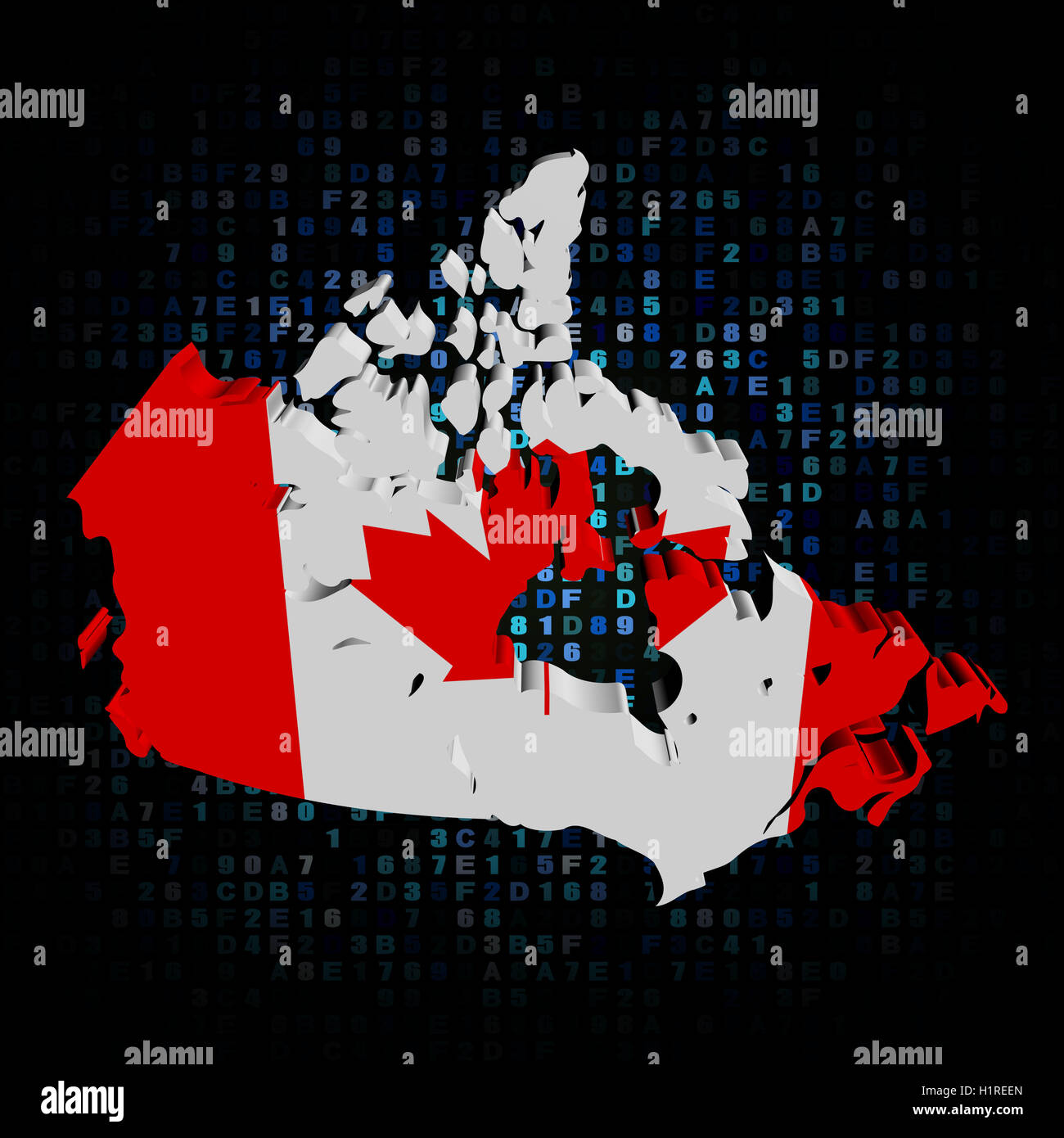 Canada map flag on hex code illustration Stock Photo - Alamy
