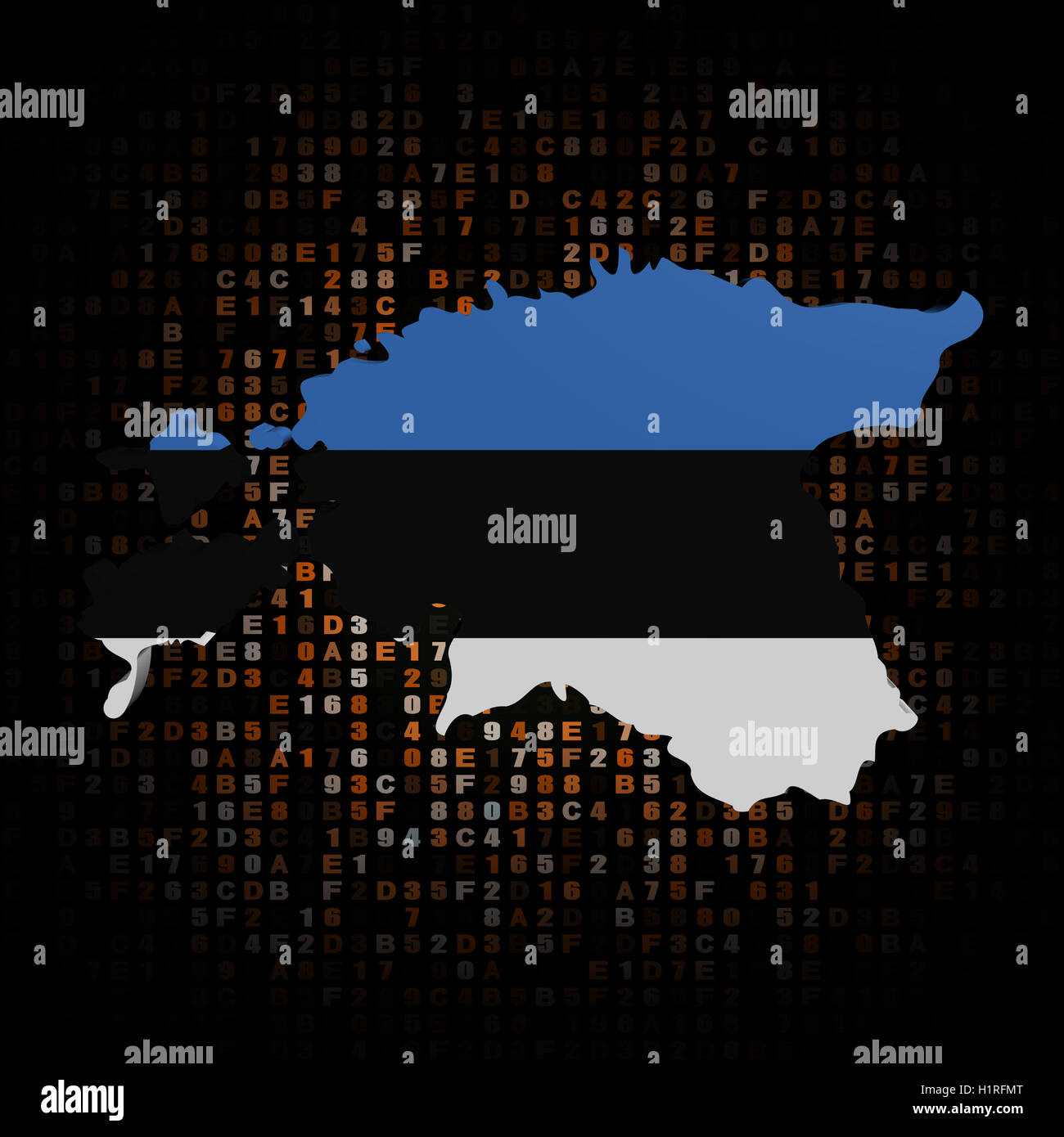 Estonia map flag on hex code illustration Stock Photo - Alamy
