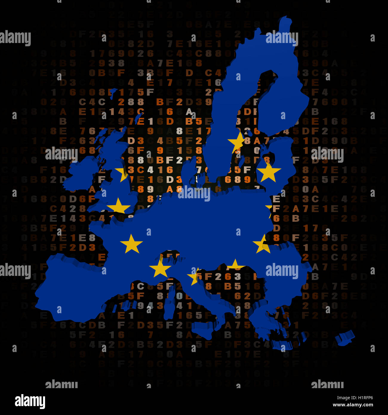 EU map flag on hex code illustration Stock Photo - Alamy
