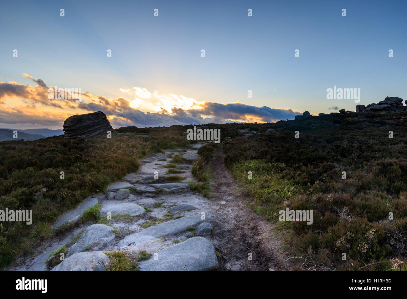 A beautiful sunset path in the Peak District Stock Photo - Alamy