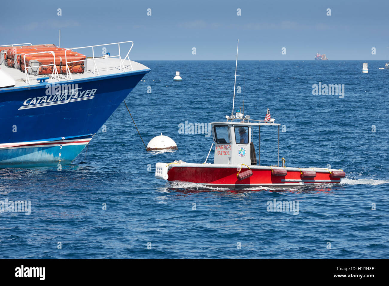 Harbor Patrol Boat In Avalon Harbor, Santa Catalina Island, California Stock Photo - Alamy