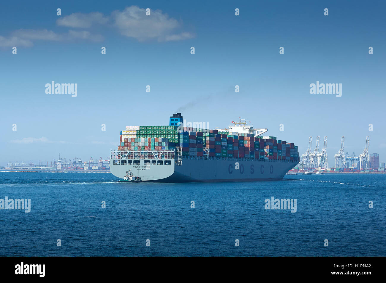 The Ultra Large Container Ship, COSCO Fortune, Entering The Long Beach ...