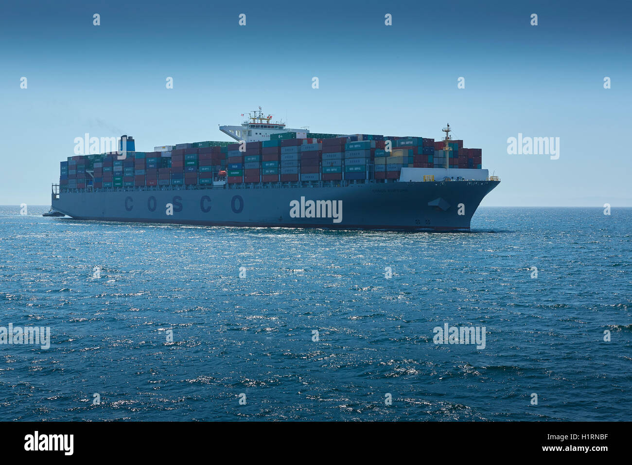 The Ultra Large Container Ship, COSCO Fortune, Entering Long Beach ...
