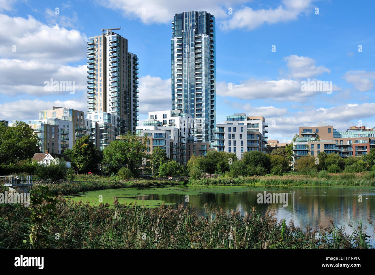 New apartment buildings in North London, UK, at Woodberry Wetlands ...