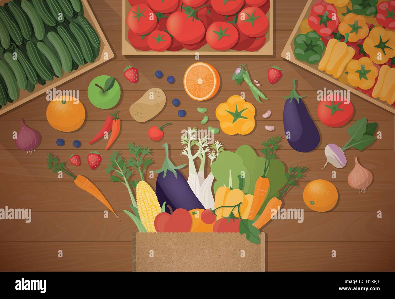 Vegetables food in paper Stock Vector Images - Alamy