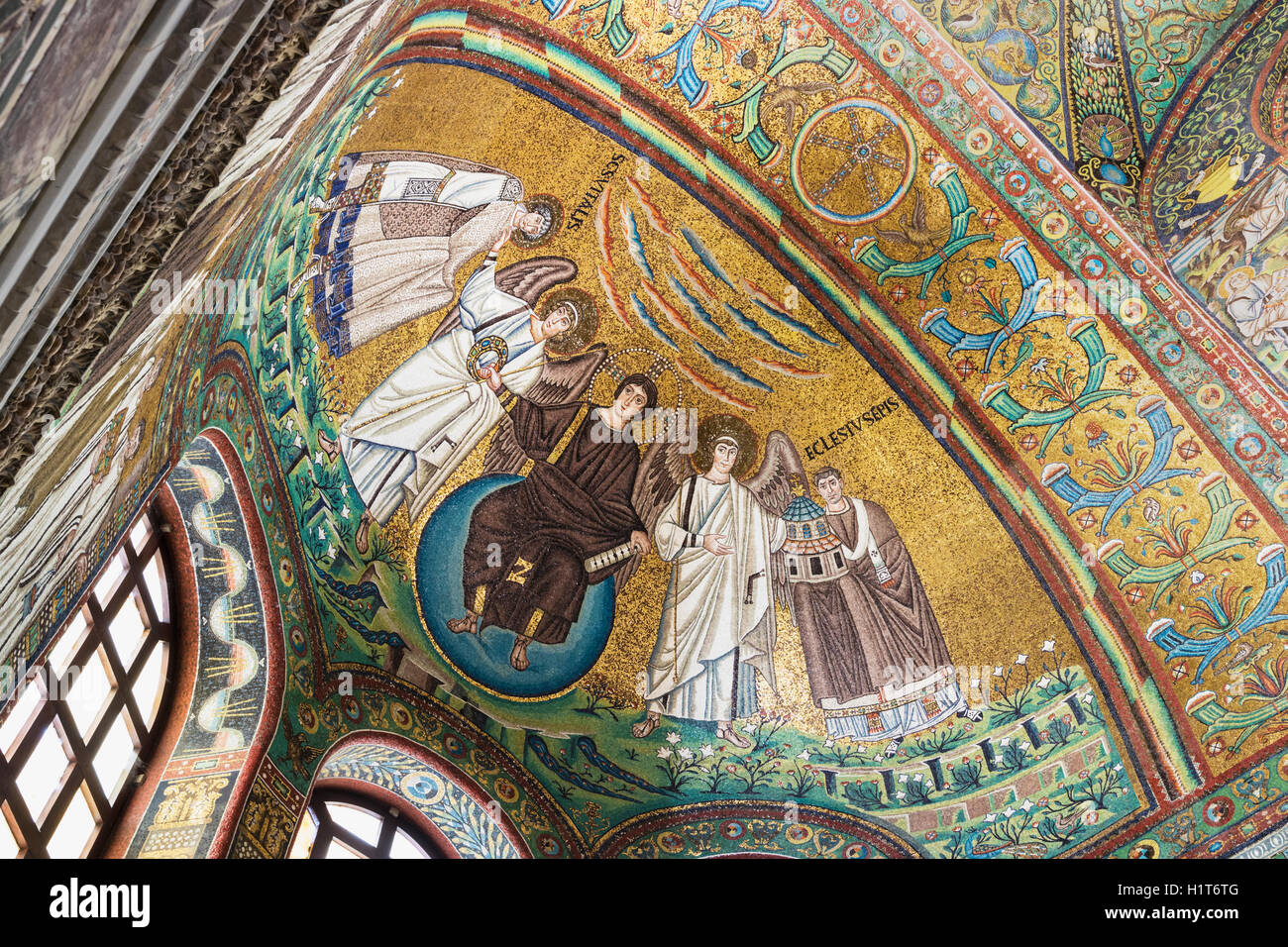 Ravenna, Ravenna Province, Italy. Mosaic in apse of San Vitale. Christ ...