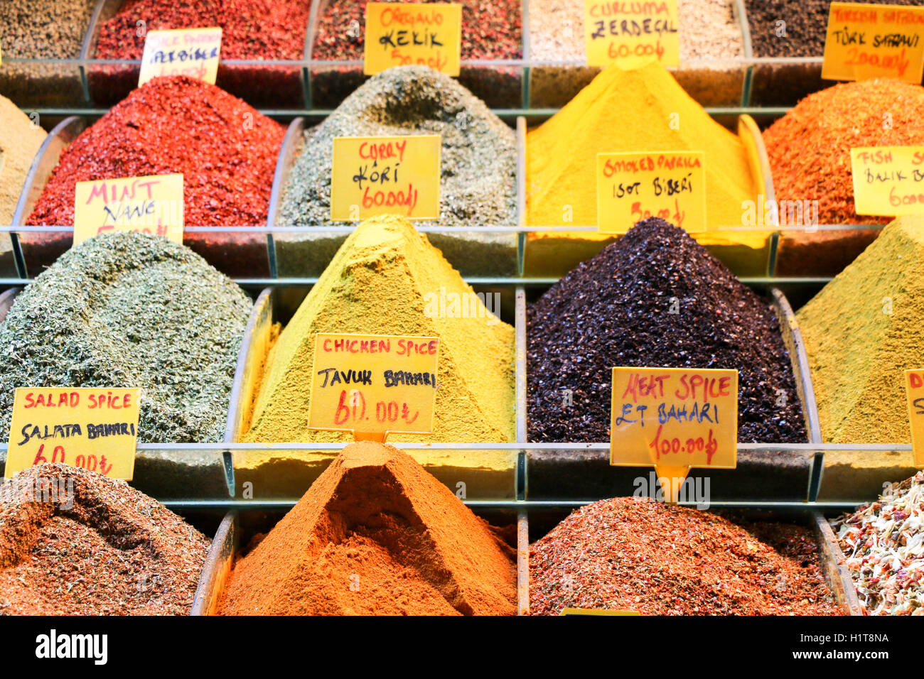 Spices on show at the Grand Bazaar in Istanbul, Turkey. For shoppers to ...
