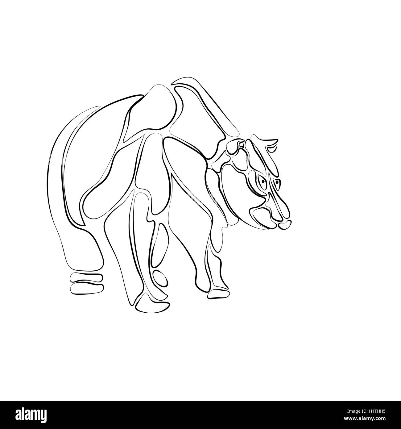 Single Line Bear Tattoos