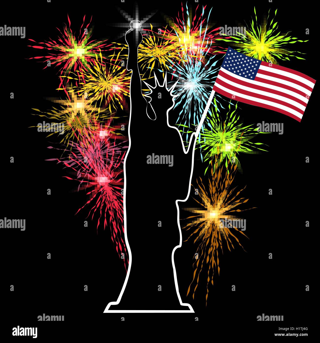 American Independence Day, US symbols, vector illustration Stock Vector ...