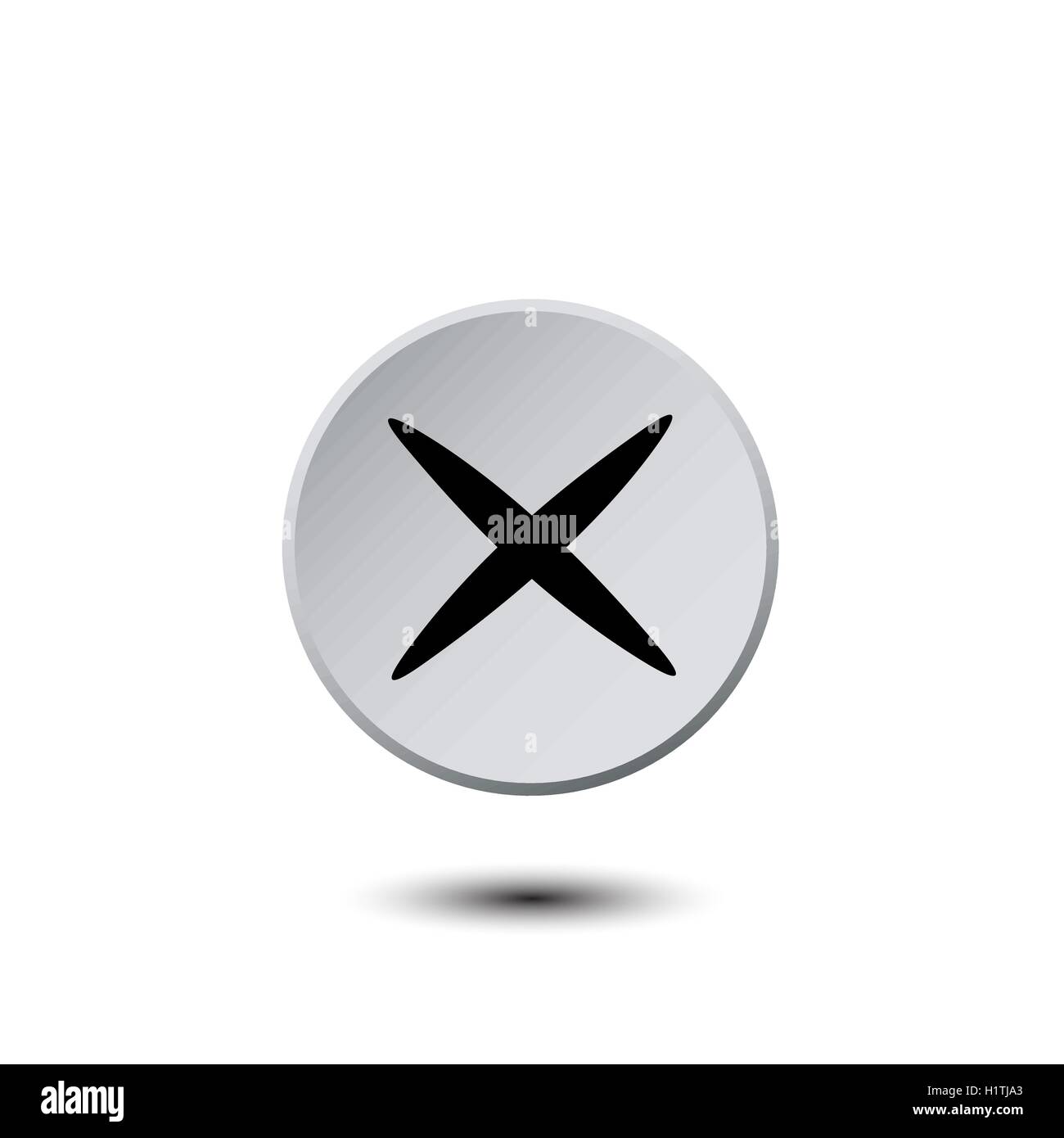 Light gray button with a black cross illustration Stock Vector Image ...