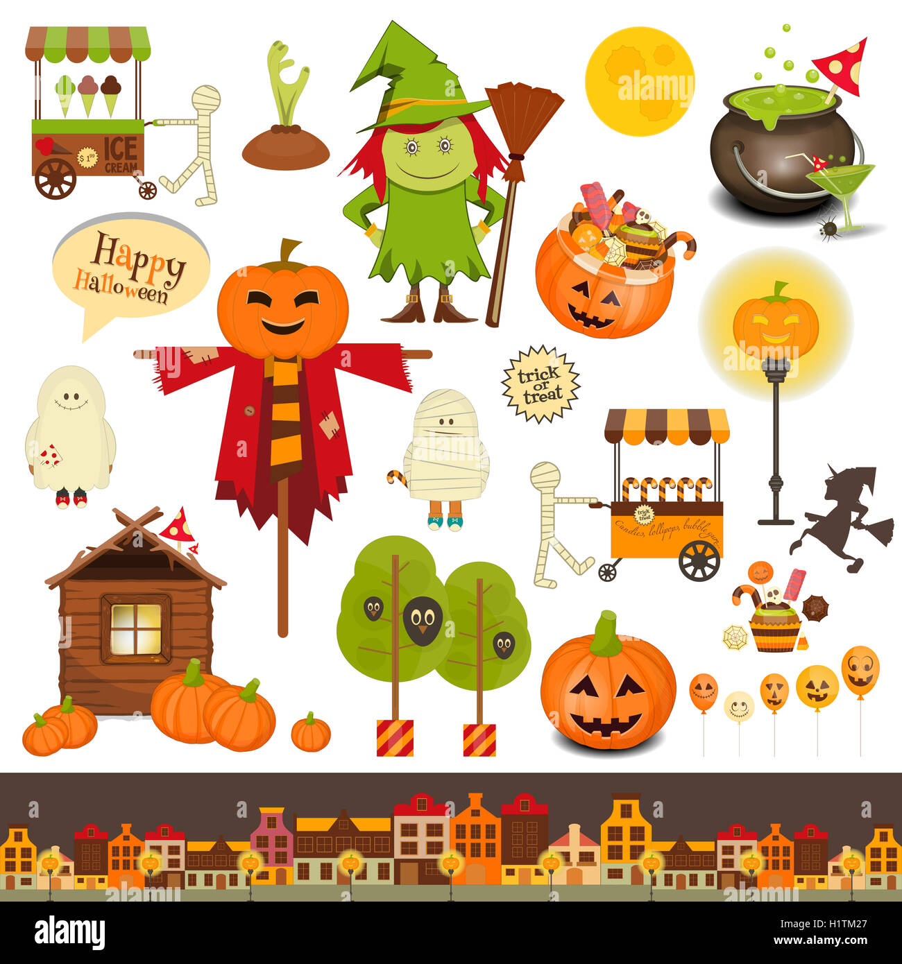 Group Of Trick Or Treaters Clipart