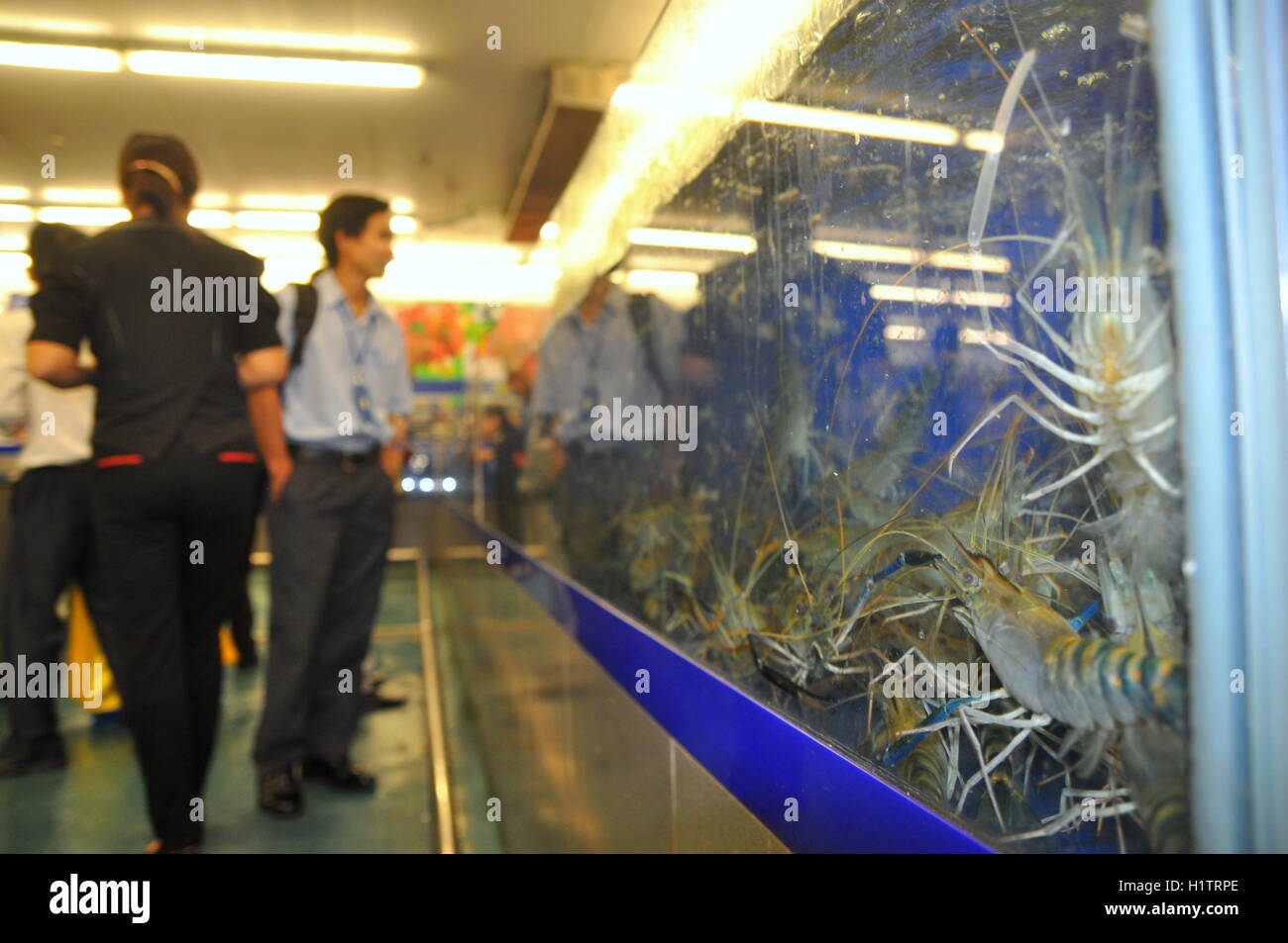 Ho Chi Minh city, Vietnam - October 8, 2013: Many kinds of fish are for ...