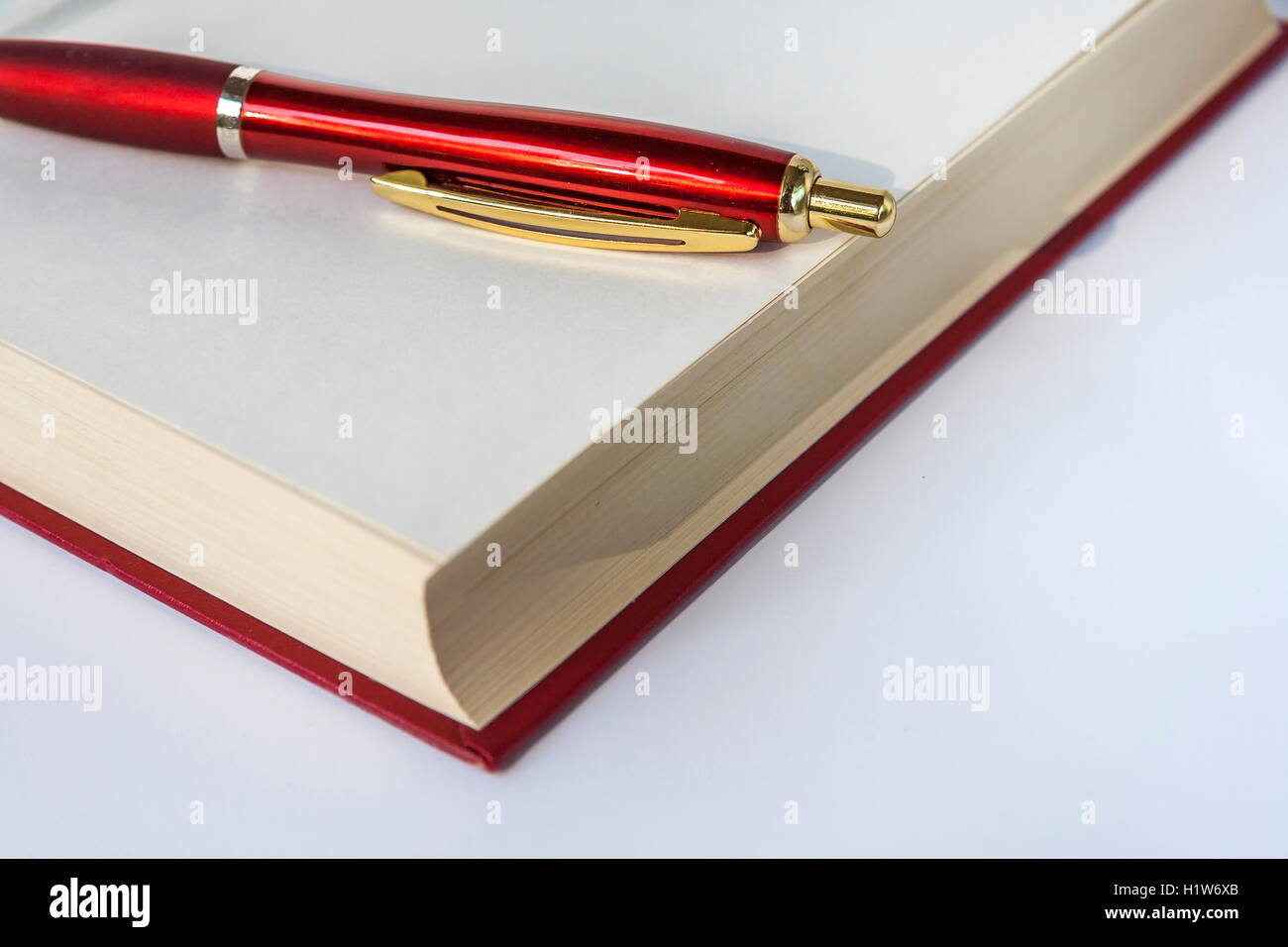 Ballpoint Pen Lying On Open Book Stock Photo - Alamy