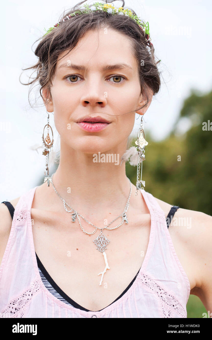 beautiful free woman in boho style Stock Photo - Alamy