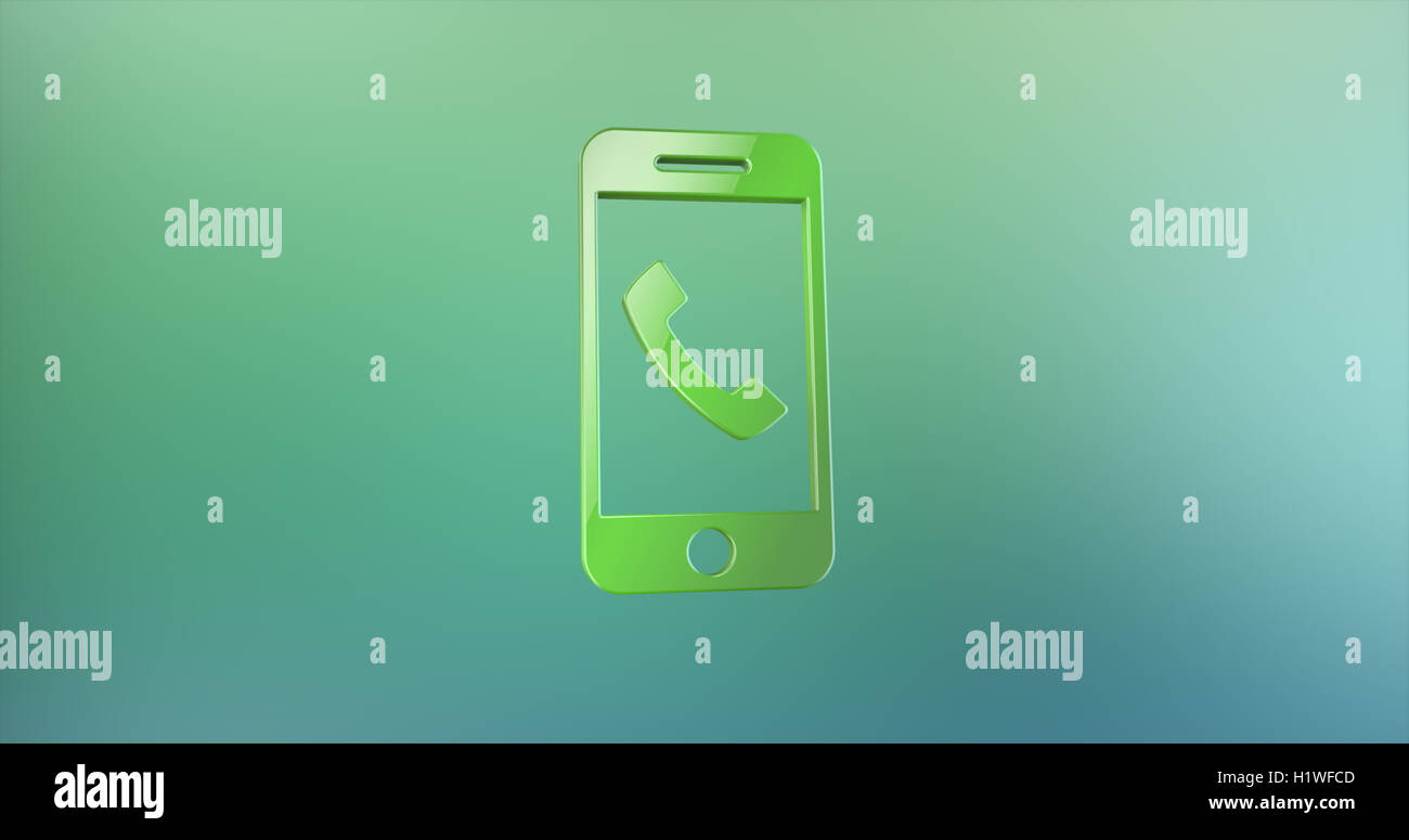 Green ringing smartphone flat hi-res stock photography and images - Alamy