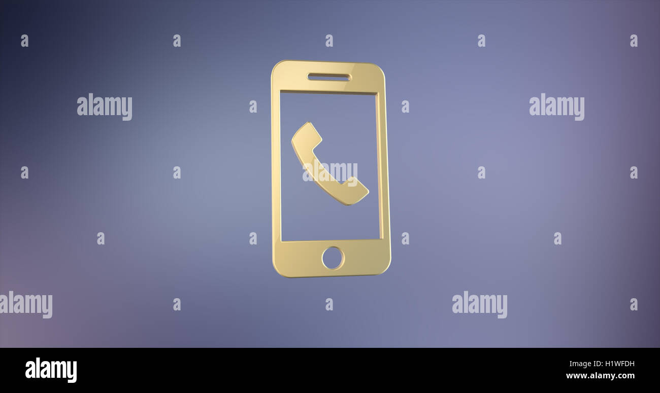 Mobile Call Gold 3d Icon Stock Photo - Alamy