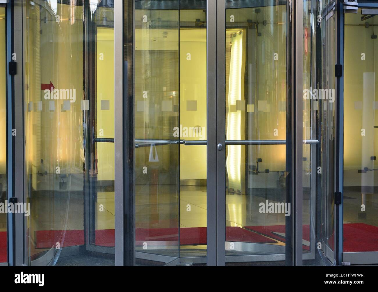 Modern revolving door as entrance to office building or hotel Stock ...