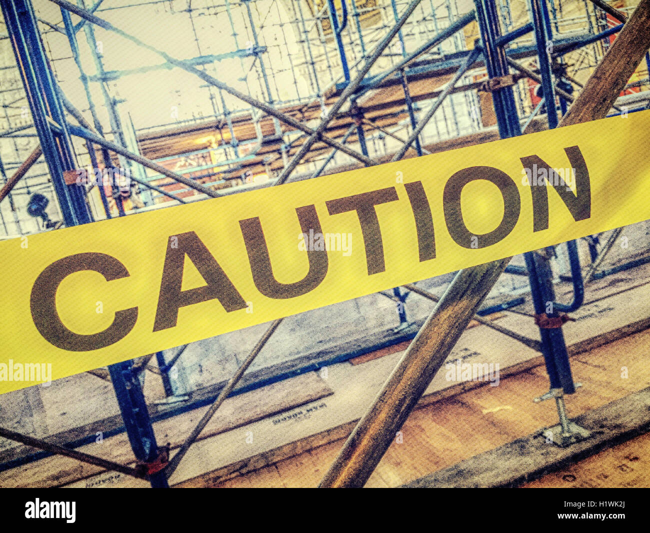 Caution Tape at Construction Site Stock Photo - Alamy