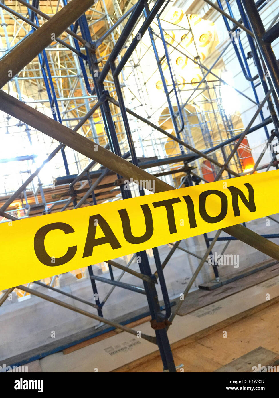 Caution Tape at Construction Site Stock Photo - Alamy