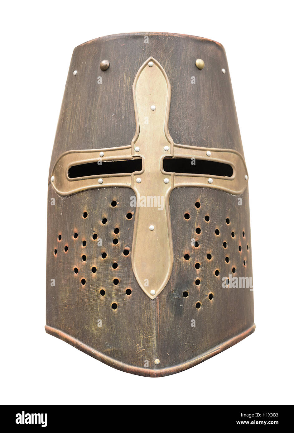 Medieval knight's helmet isolated on a white background Stock Photo - Alamy