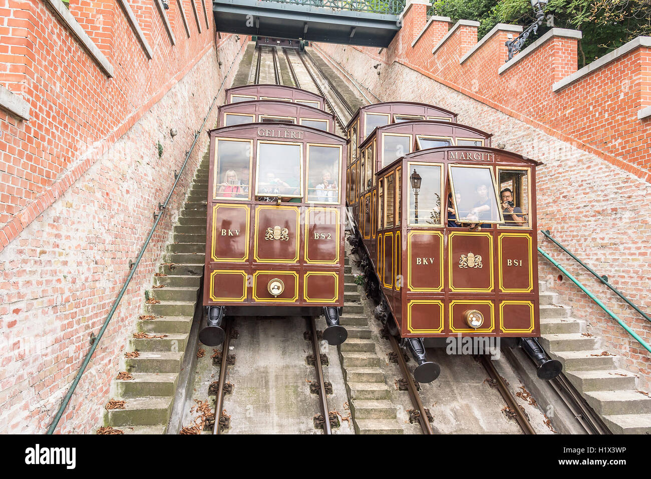 BUDAPEST, SEPTEMBER 18: Modular cabins cable car on Castle Hill on ...