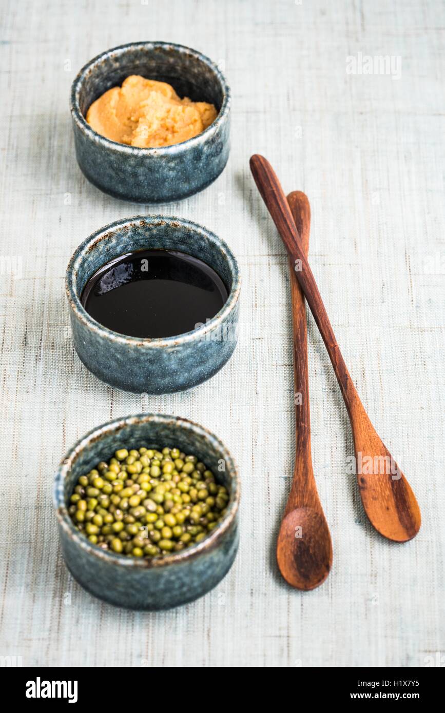 Miso paste (fermented soybean paste ) seeds ( Mungo ) and soy sauce ...