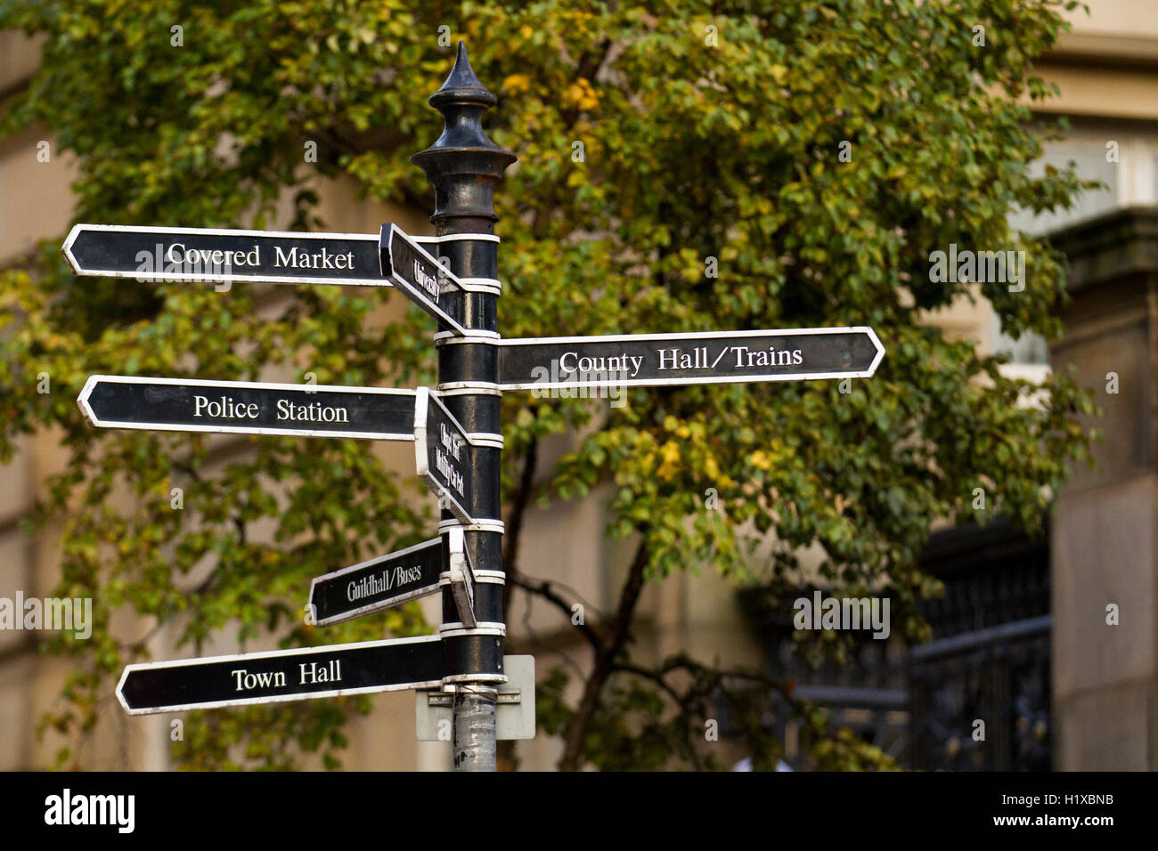 Street fingerpost directional signs to Preston local destinations ...