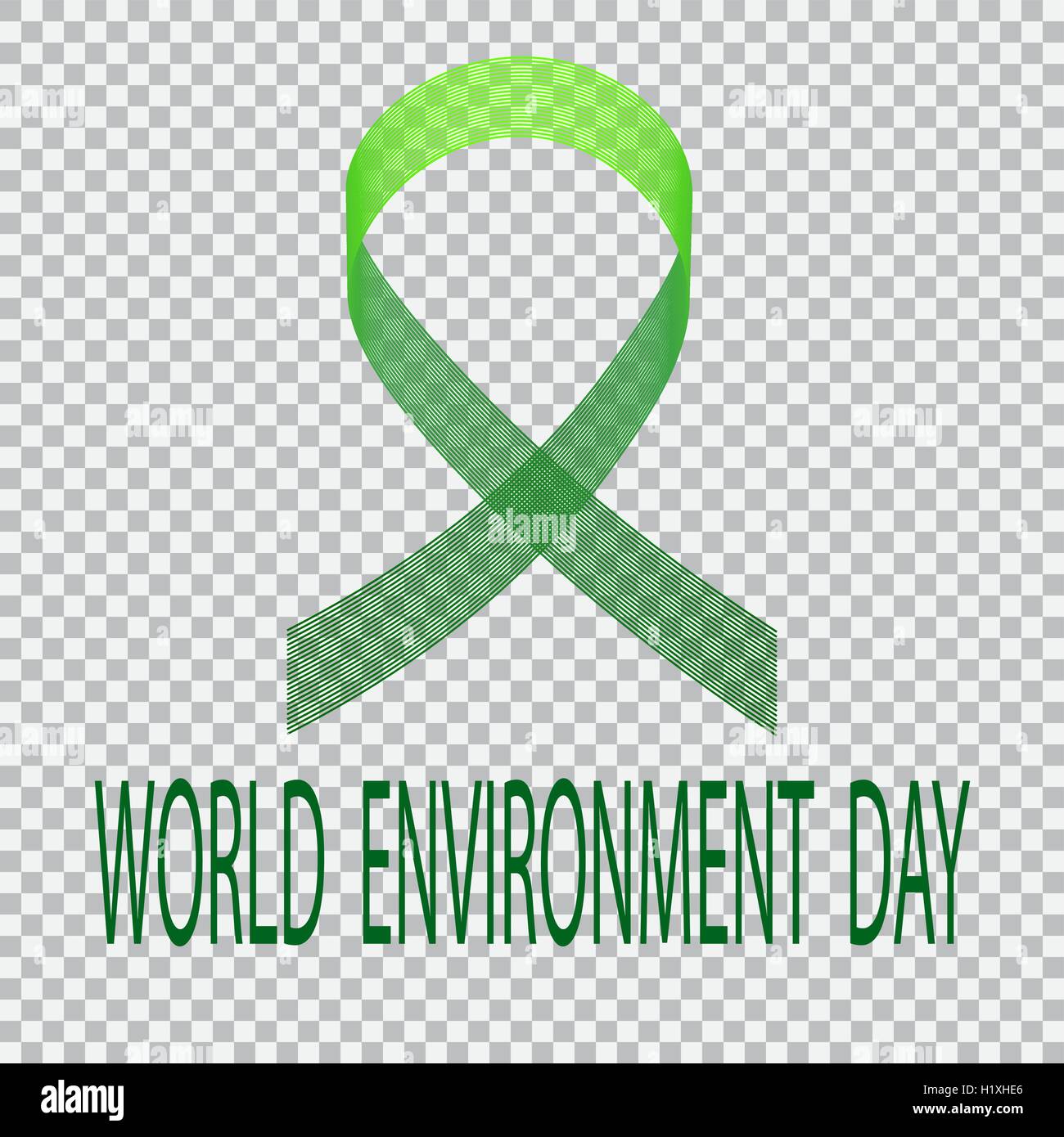 Green ribbon on a plaid background. Environment Day Stock Vector Image ...