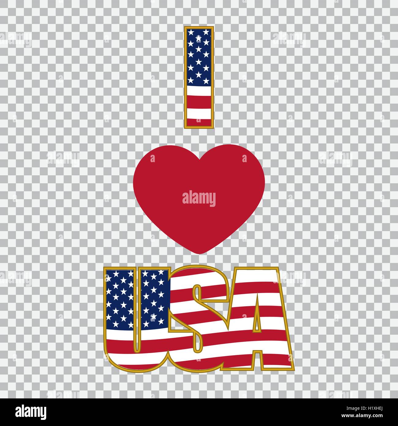 Inscription I love the USA on a plaid background illustration Stock ...
